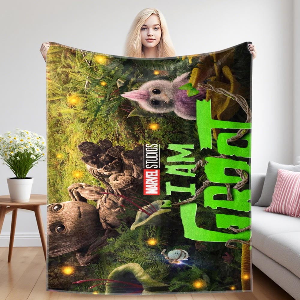 I am Groot Throw Blanket Gift Flannel Soft and Lightweight Microfiber ...