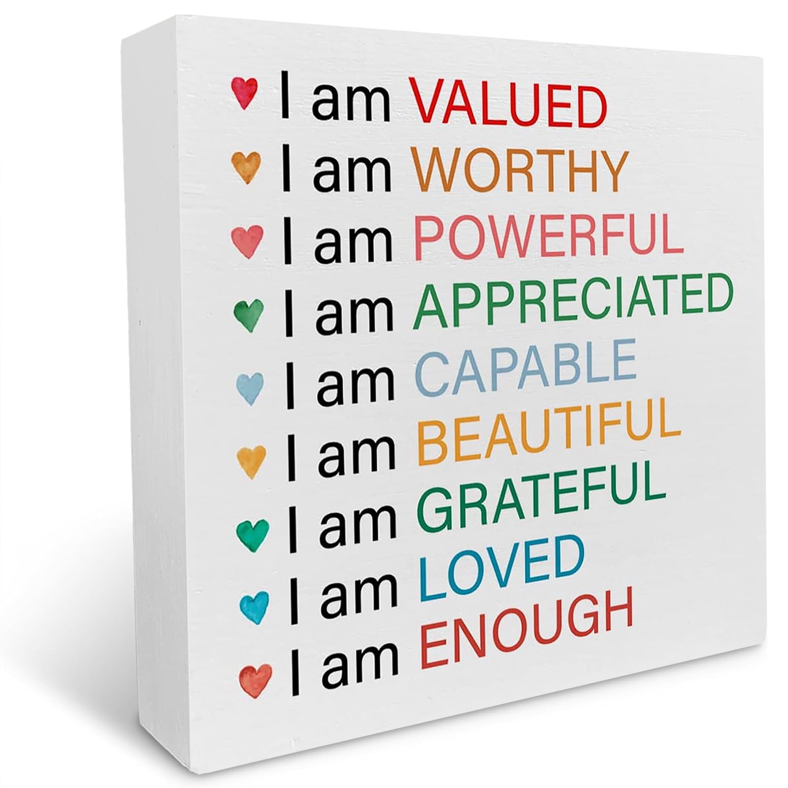 I am Valued Quote Decorative Wooden Box Sign Positive Affirmation Gift ...