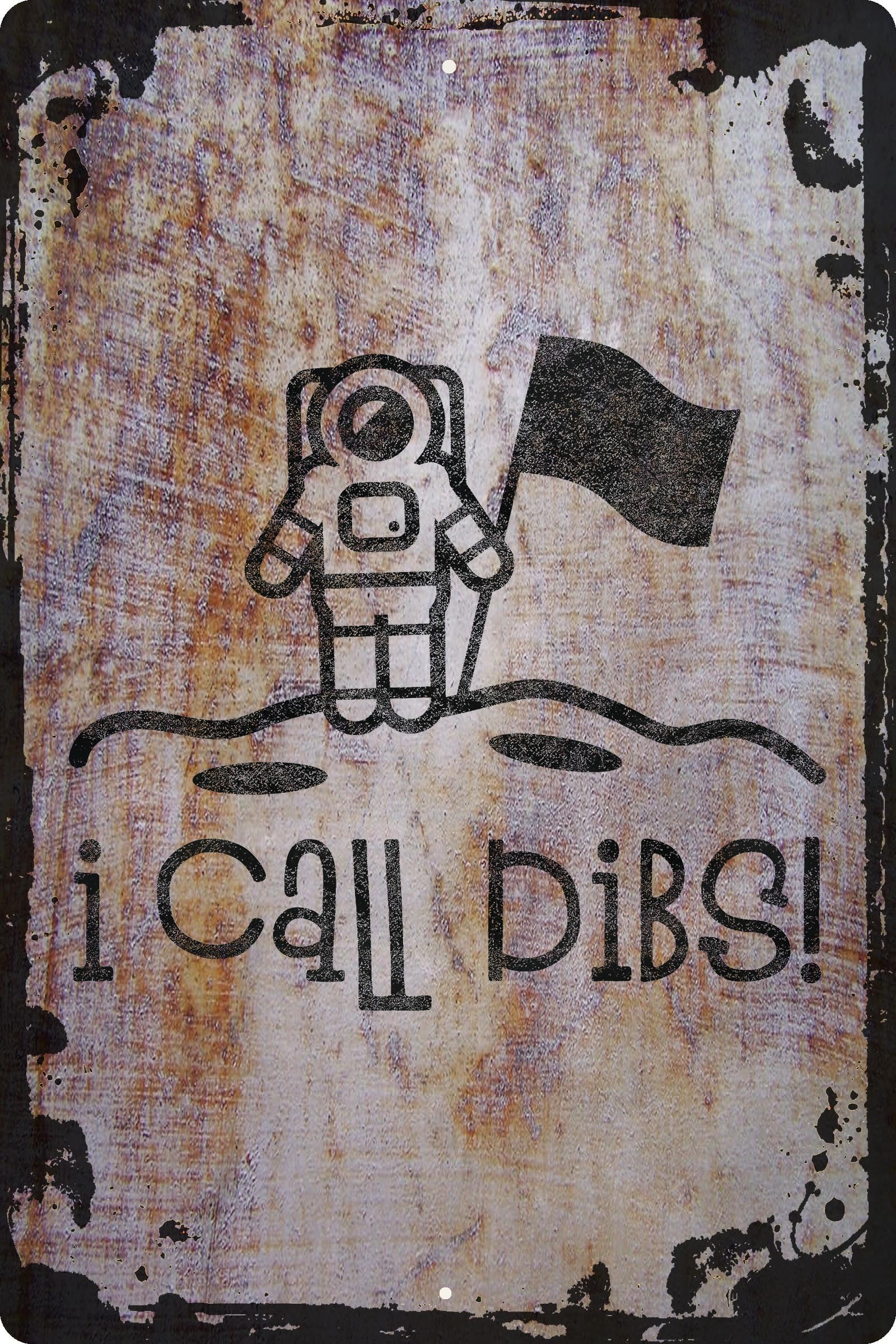 I call dibs! Astronaut flag funny moon planet space solar system Beige Wall Art Decor Funny Gift ...