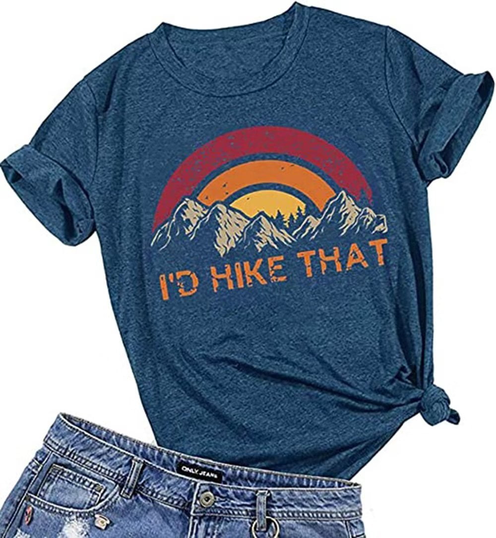 I'd Hike That Hiking T Shirt Women Happy Camper Sunrise Mountain ...
