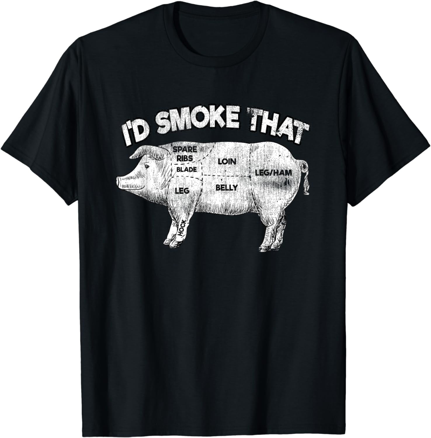 I'd Smoke That Funny BBQ Smoker Vintage Pig Meat Lover T-Shirt ...