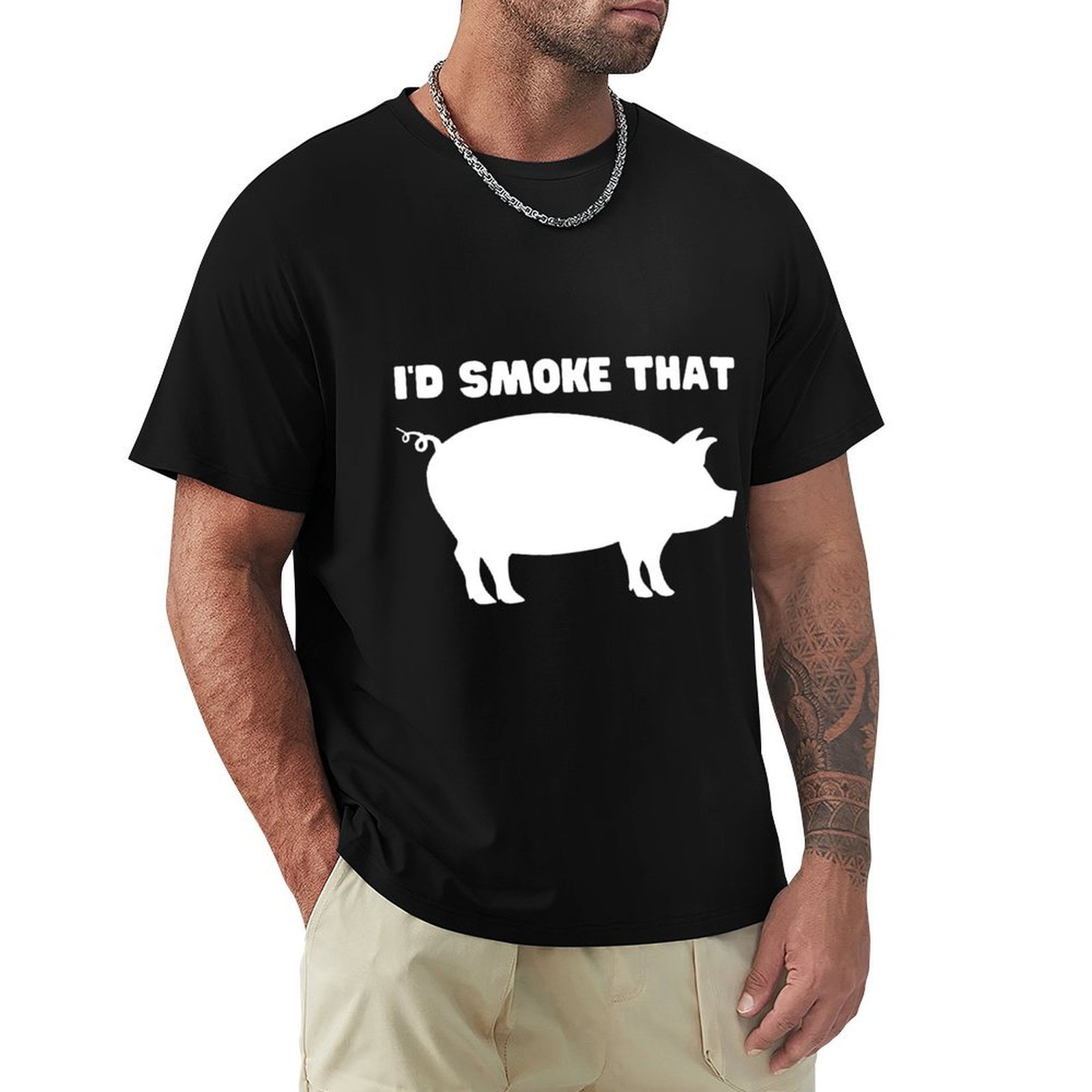 I’d Smoke That Men's Cotton HD Print Short Sleeve T-Shirt Crew Neck Top ...