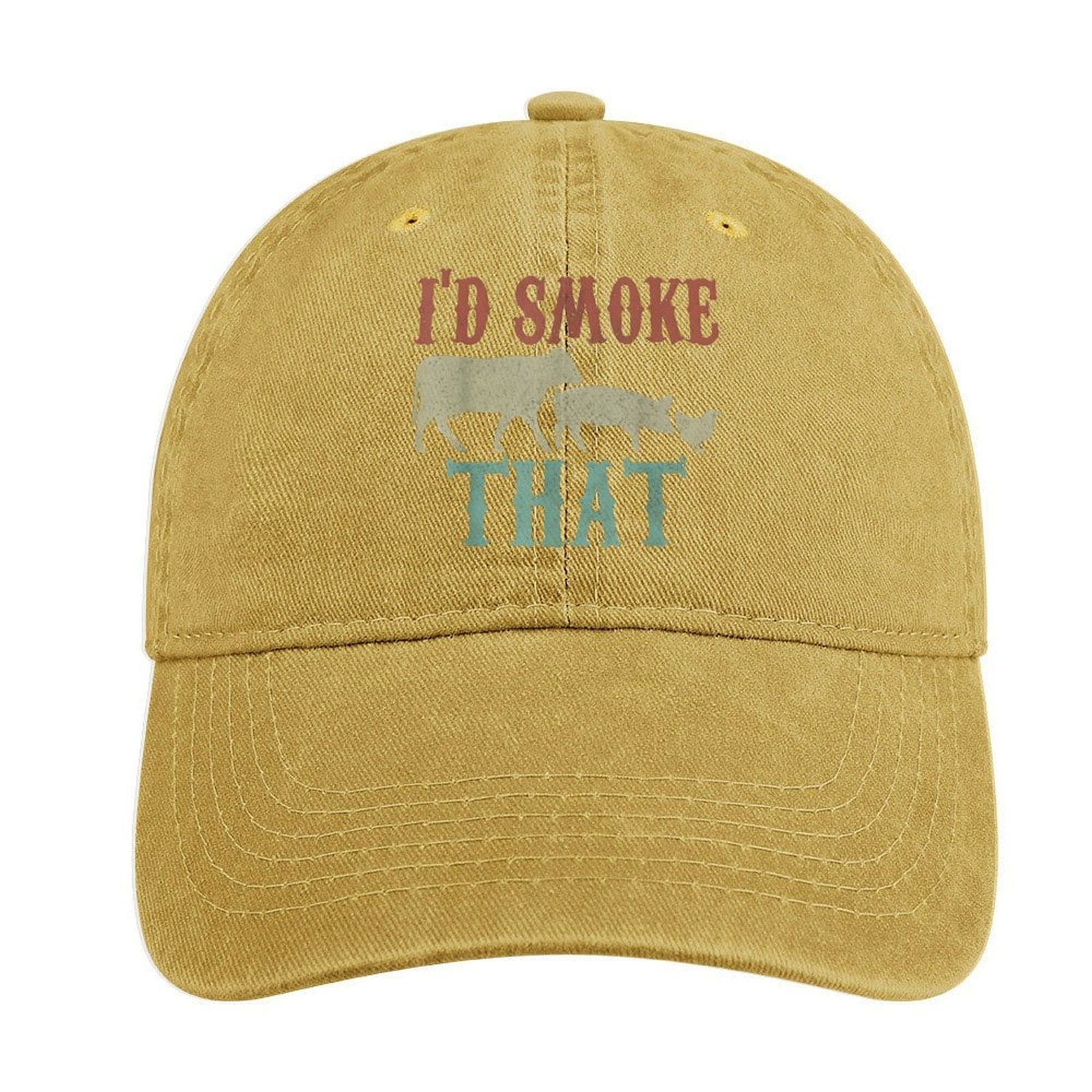 I’d Smoke That Sand Colour Hat Adjustable Funny Fashion Unisex Baseball ...