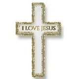 I love jesus gold glitter cross blank journal: I love jesus cross blank ...
