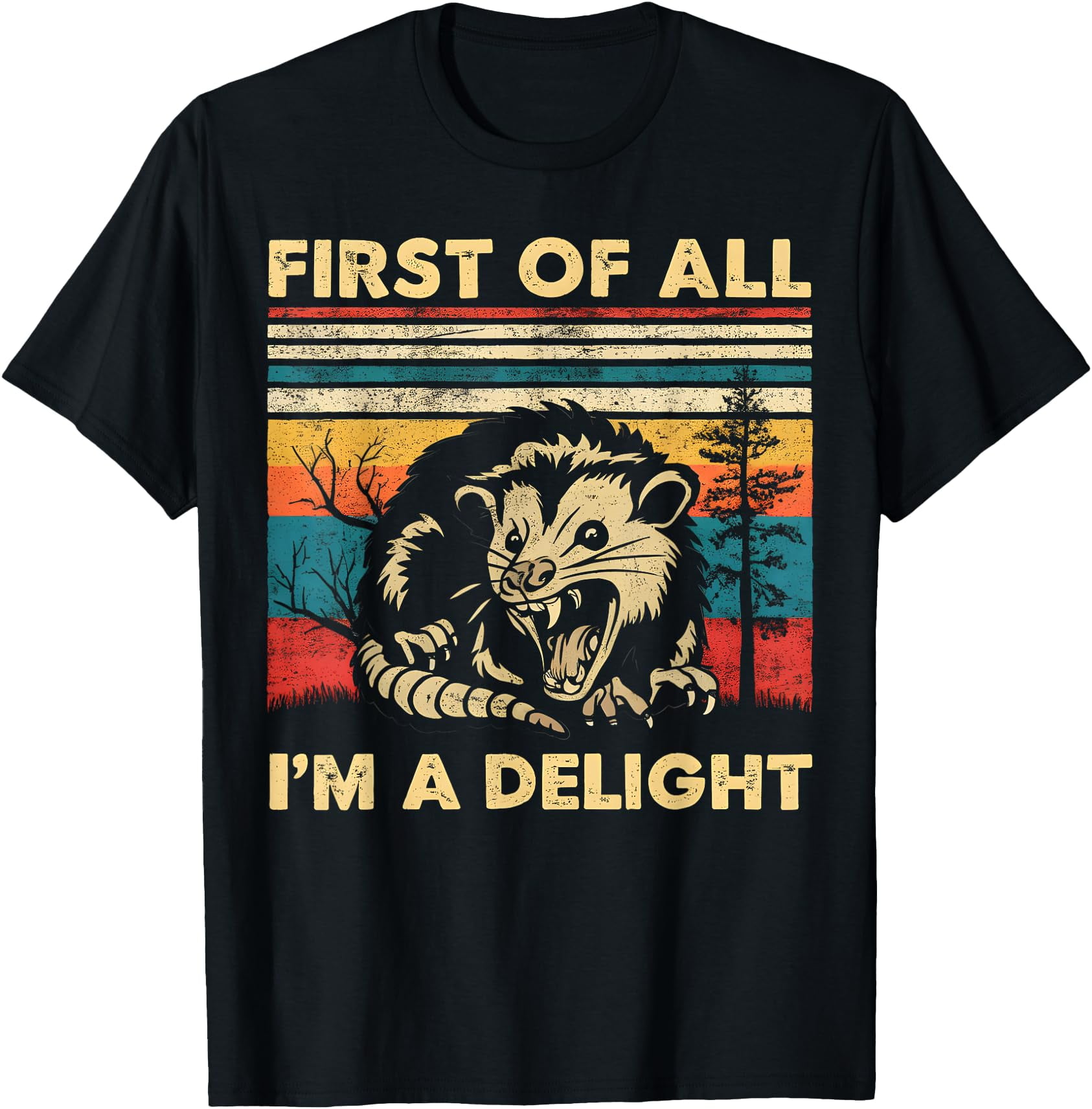 I'm A Delight Sarcastic Opossum Possum T-Shirt,Dark Heather Color,Size ...