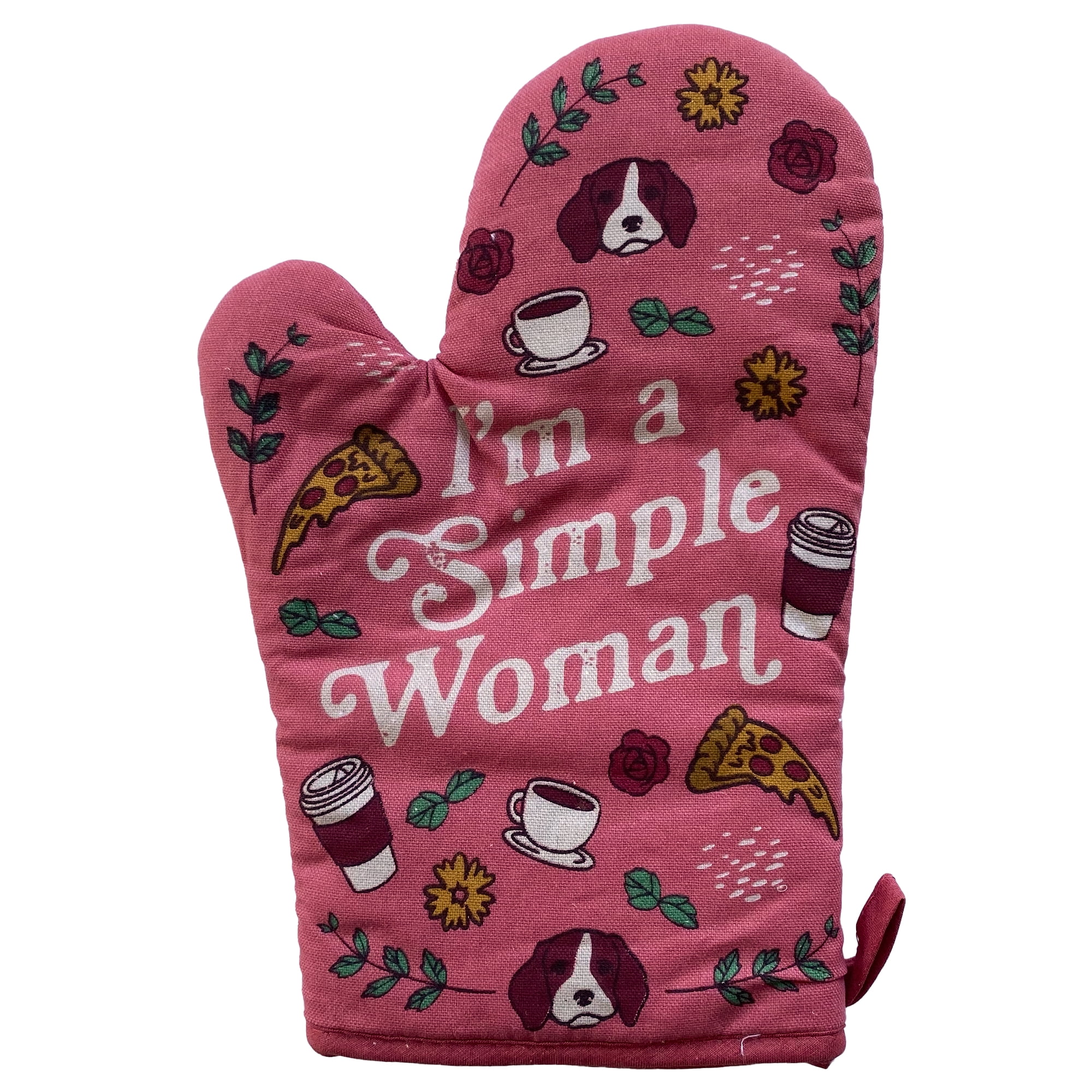 I'm A Simple Woman Oven Mitt Funny Coffee Dog Lover Pizza Cute Novelty ...