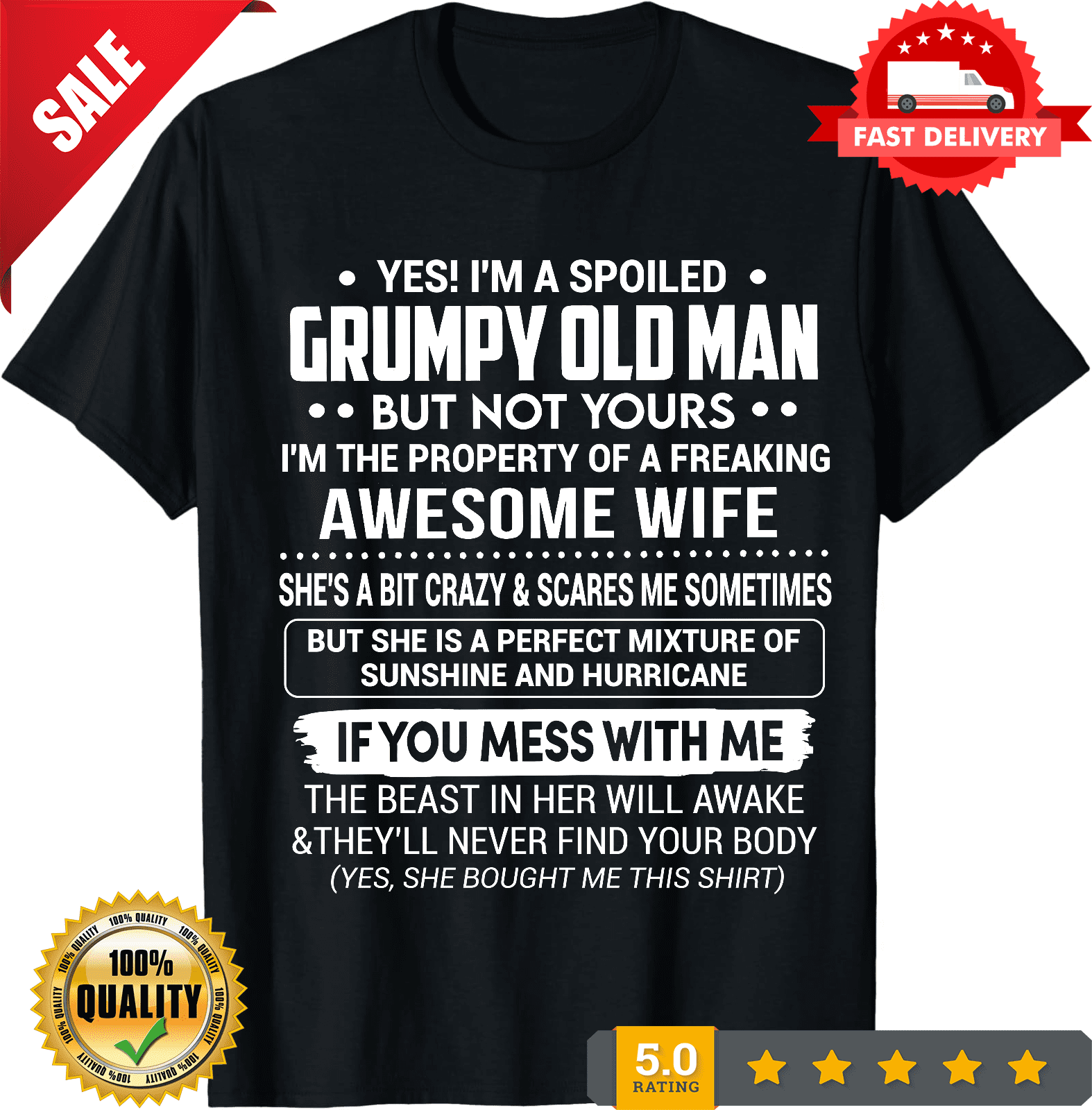 I'm A Spoiled Grumpy Old Man Husband T-shirt from Awesome Wife Funny ...