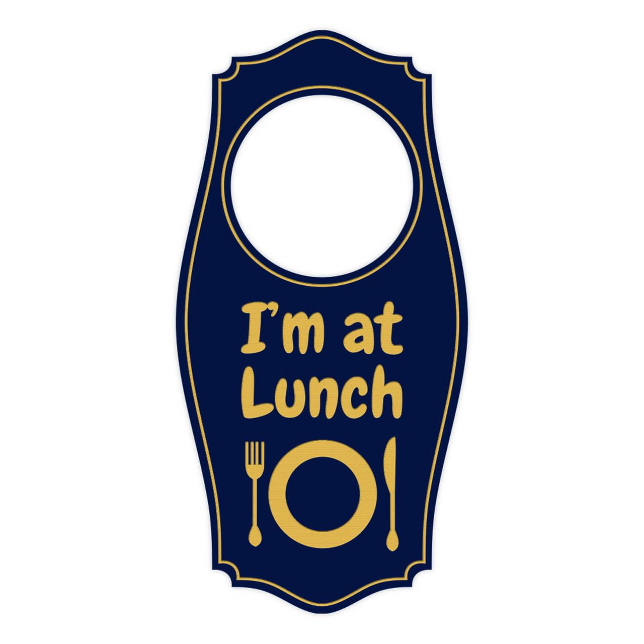 I'm At Lunch Door Hanger | House or Business Door Sign - Navy Blue Gold ...
