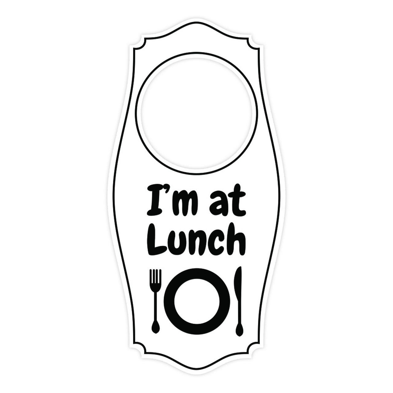 I'm At Lunch Door Hanger | House or Business Door Sign - White, 4" x 8 ...