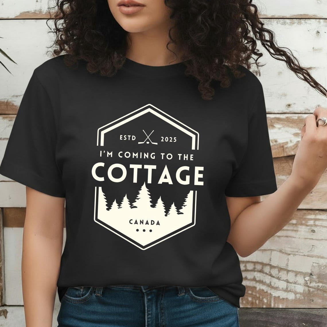 I’m Coming to the Cottage Graphic T-Shirt, Canadian Wolf Bird Tee ...