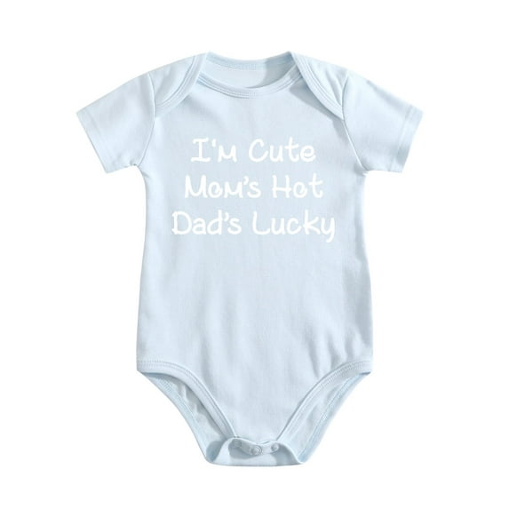 I'm Cute, Mom's Hot, Dad's Lucky Baby Bodysuit Funny Adorable Outfit ...