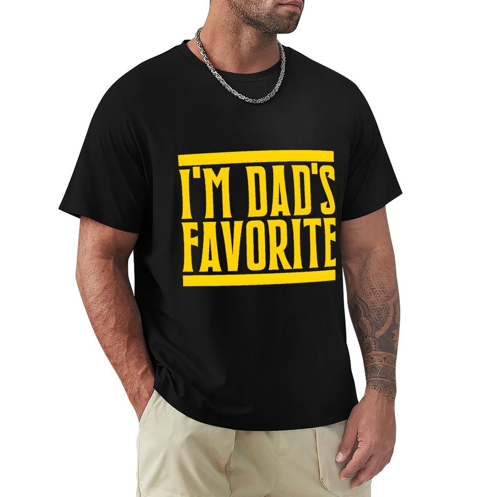 I’m Dad’s Favorite Men's Cotton HD Print Short Sleeve T-Shirt Crew Neck ...
