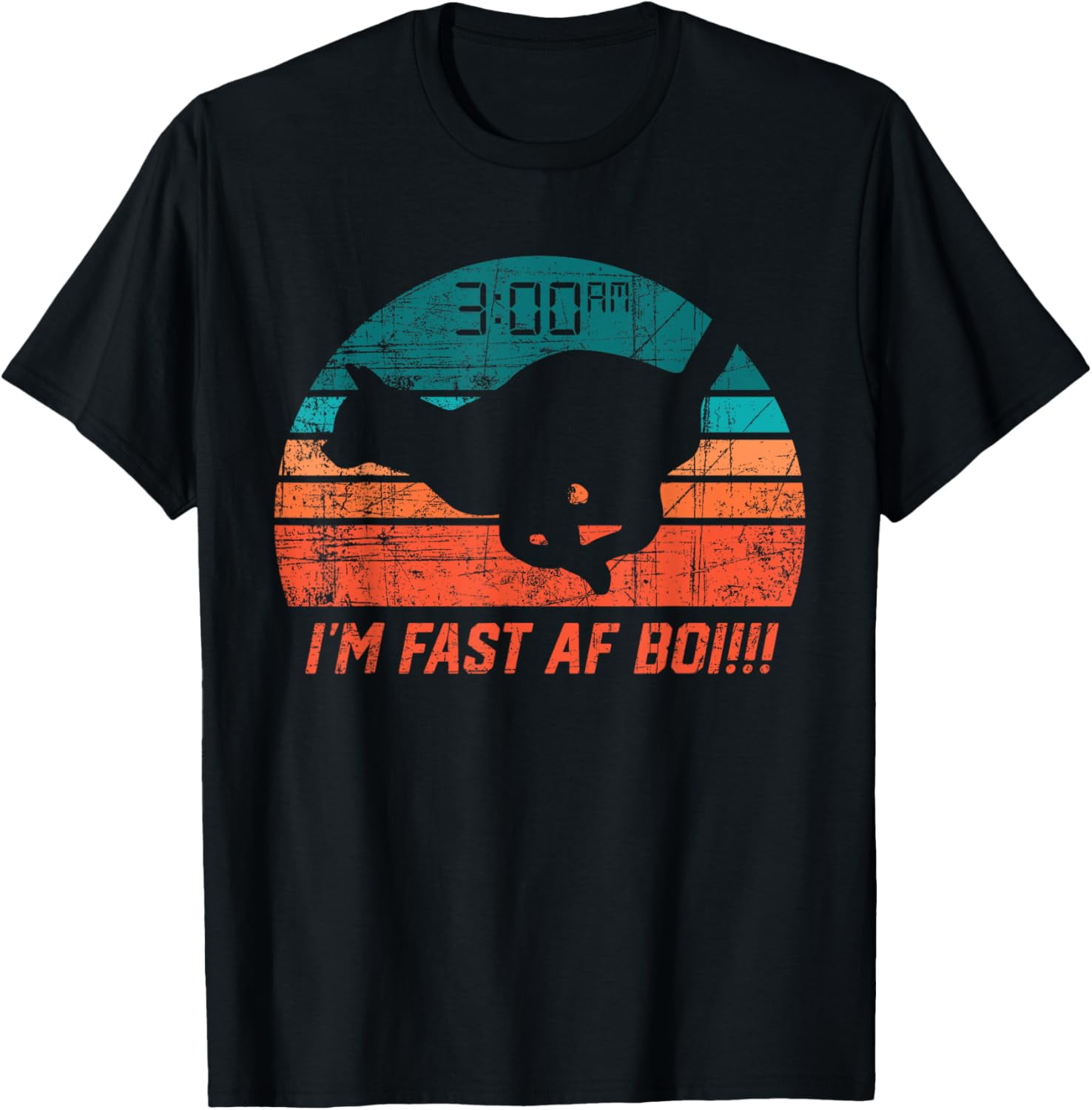 I'm Fast AF Boi Funny Cat Meme Retro Vintage Distressed T-Shirt ...