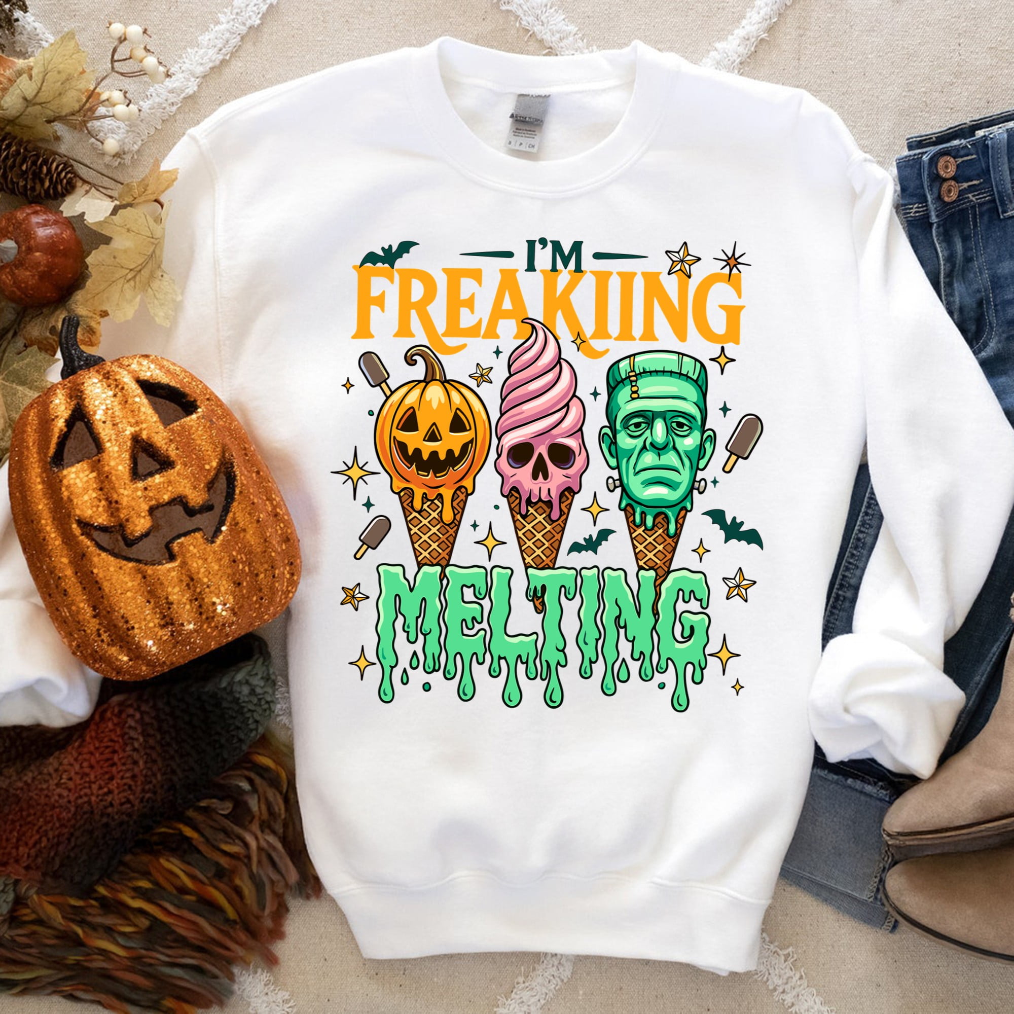 I'm Freaking Melting Sweatshirt – Fun Monster Cone Design – Halloween ...
