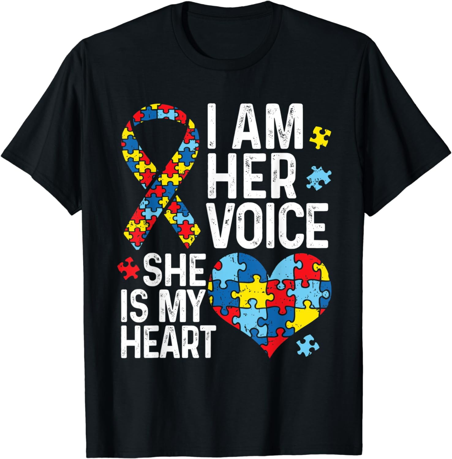 I'm Her Voice Shes My Heart Autism Awareness Month Girls Mom T-Shirt ...