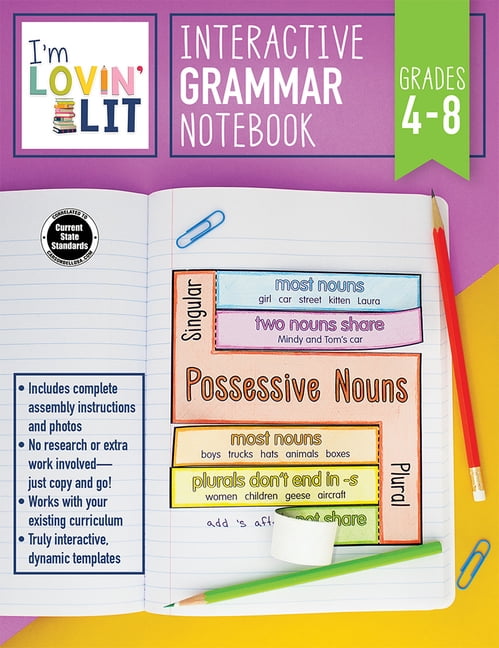I'm Lovin' Lit Interactive Grammar Notebook, Grades 4 - 8 - Walmart.com