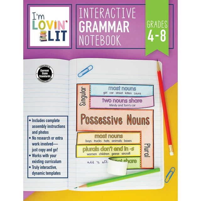 I'm Lovin' Lit Interactive Grammar Notebook, Grades 4 - 8 - Walmart.com