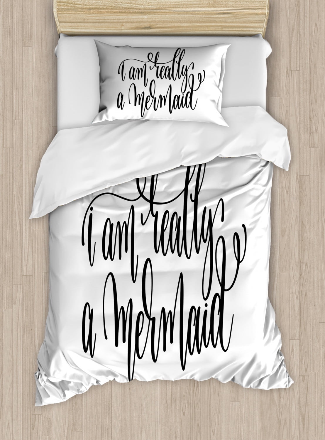 I'm Mermaid Twin Size Duvet Cover Set, Positive Motivational Slogan ...