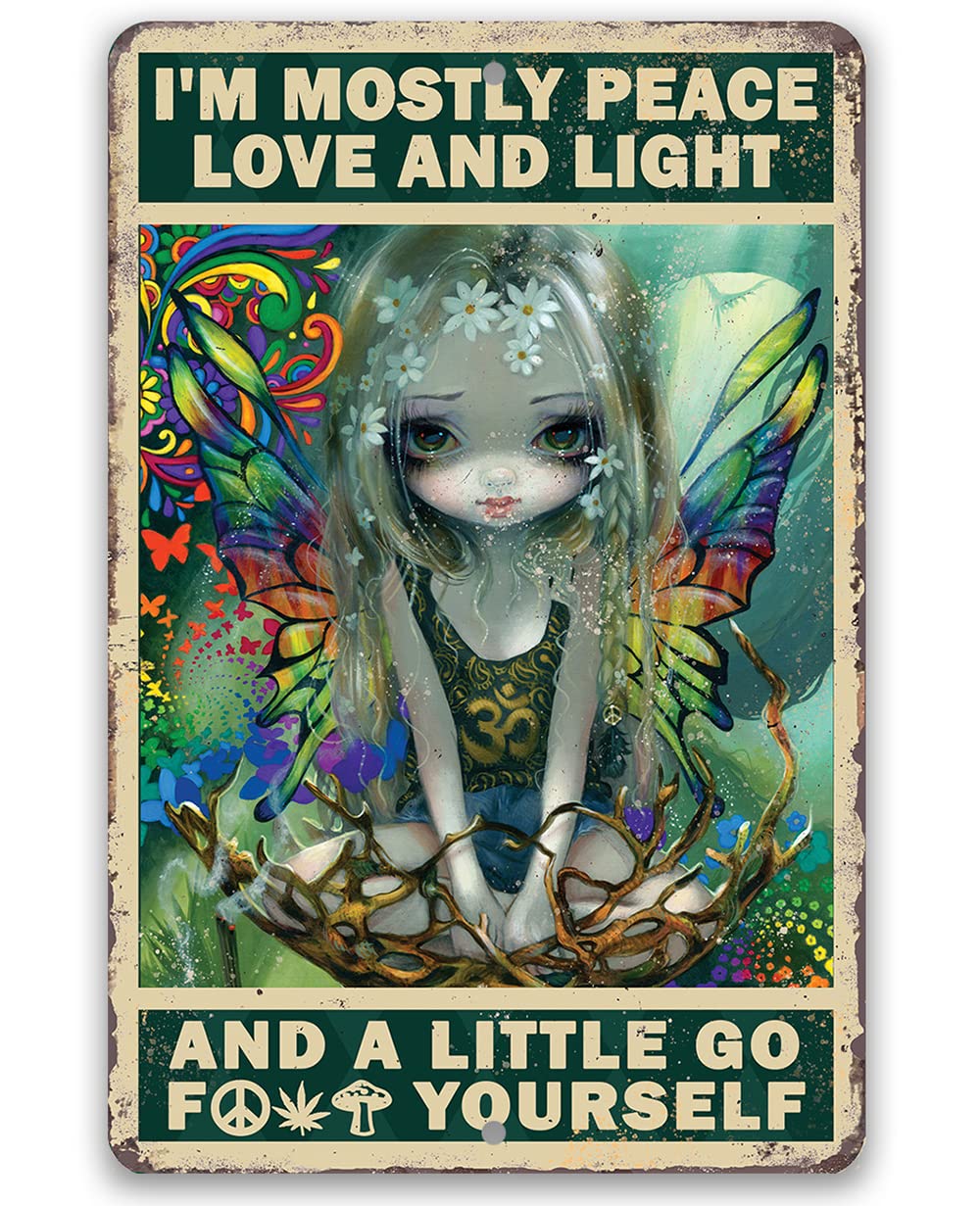 I'm Mostly Peace Love and Light - Gothic Metal Sign - Moody Goth Green ...