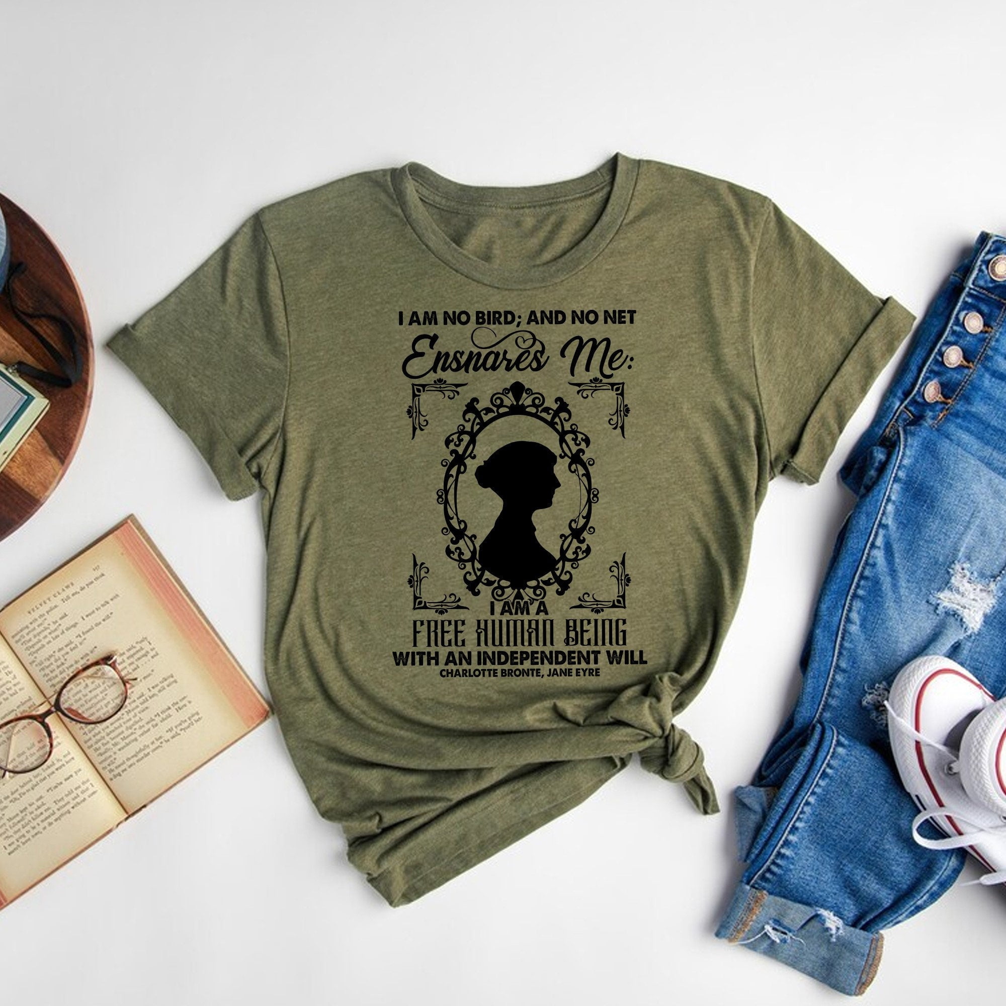 I'm No Bird and No Net Ensnares Shirt, Books Shirt, Jane Austen Fan ...