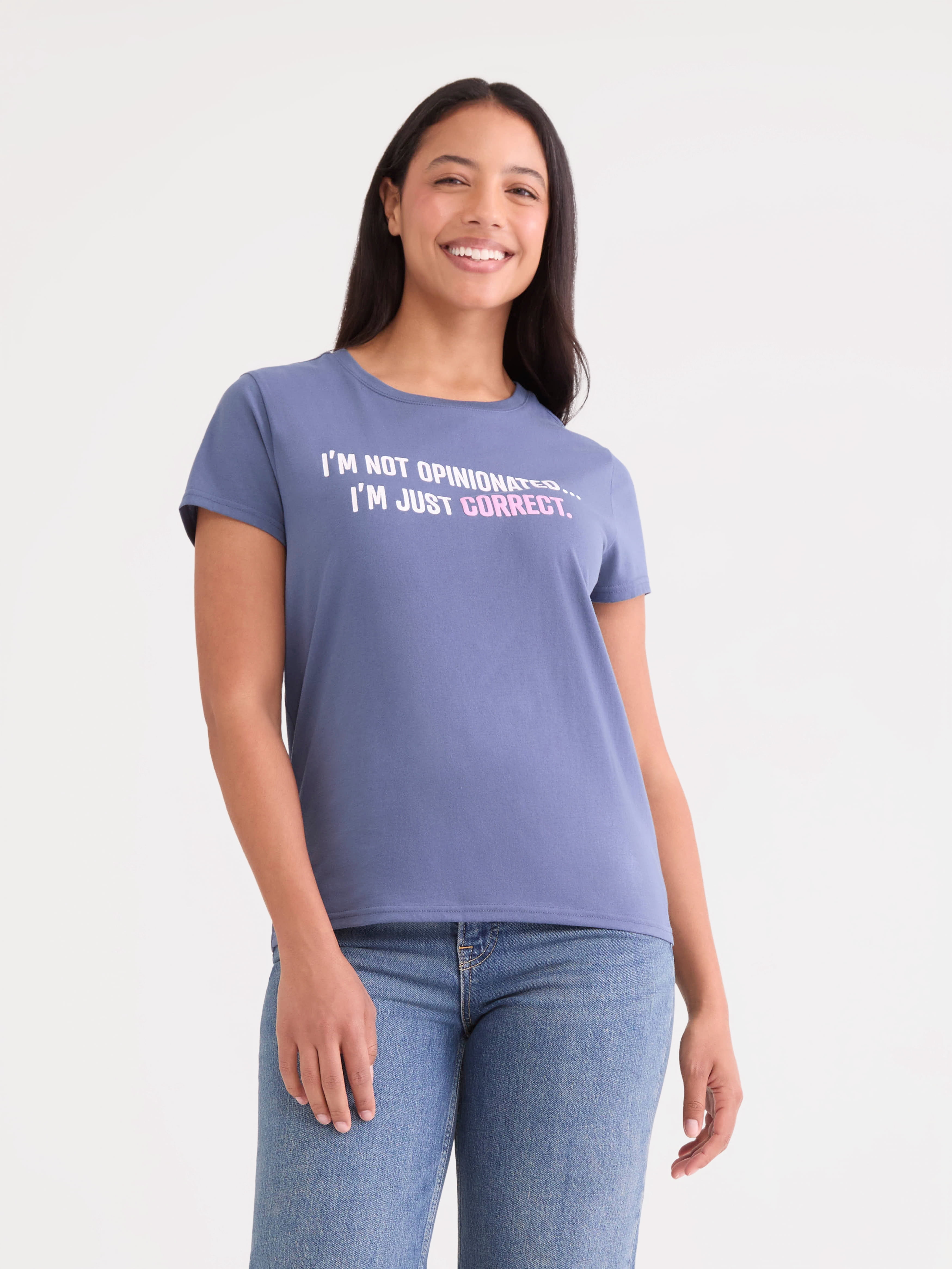 I'm Not Opinionated Women's Graphic Tee with Short Sleeves, Sizes XXS ...