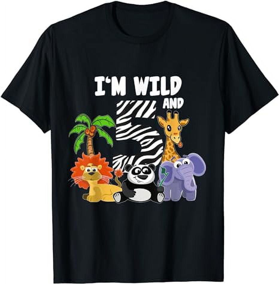 I'm Wild and Five Zoo Theme Birthday Jungle Safari Animals T-Shirt ...