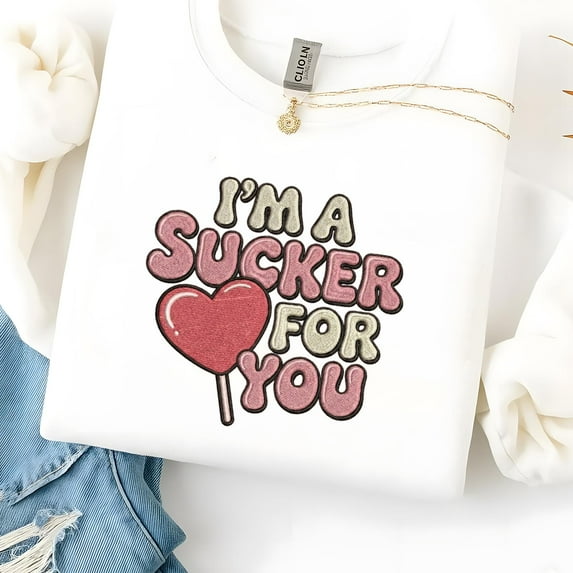 I’m a Sucker For You Embroidery Design, Lollipop Valentine Love Pattern ...