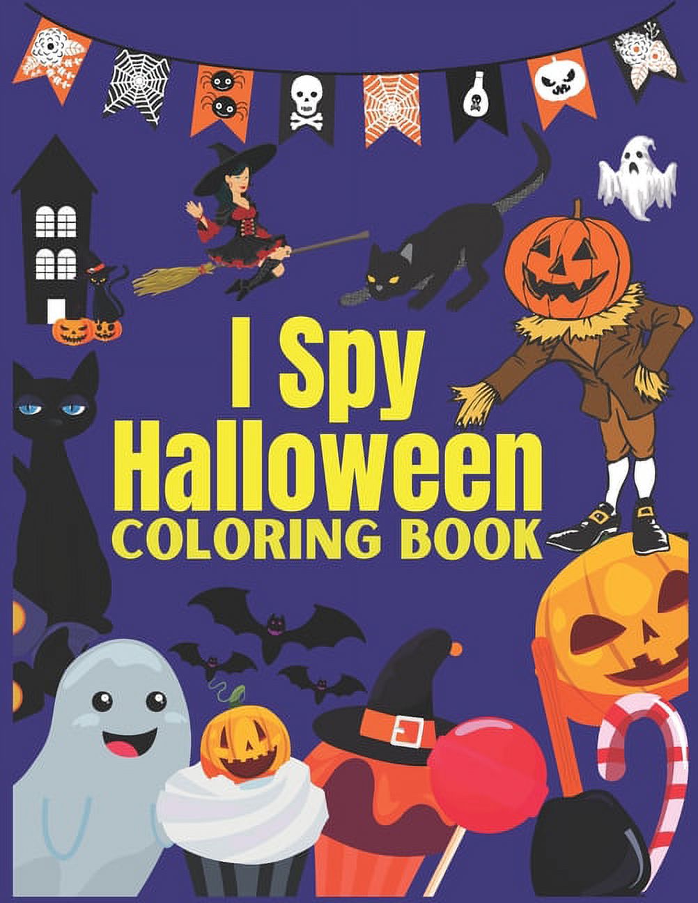 I spy Halloween Coloring Book: Cute Halloween designs to color For kids ...