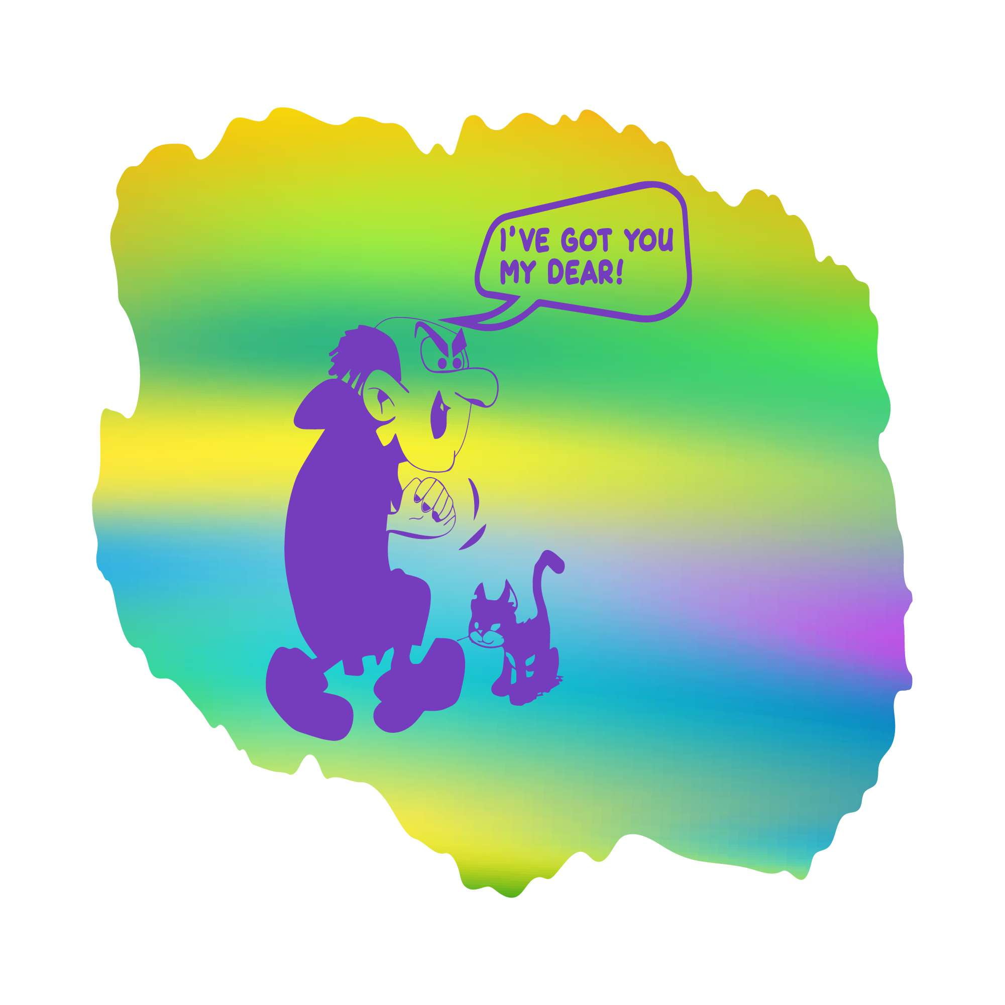 I've Got You My Dear Man Petting Kitty Kids Cartoon Inspiring Wall Art ...