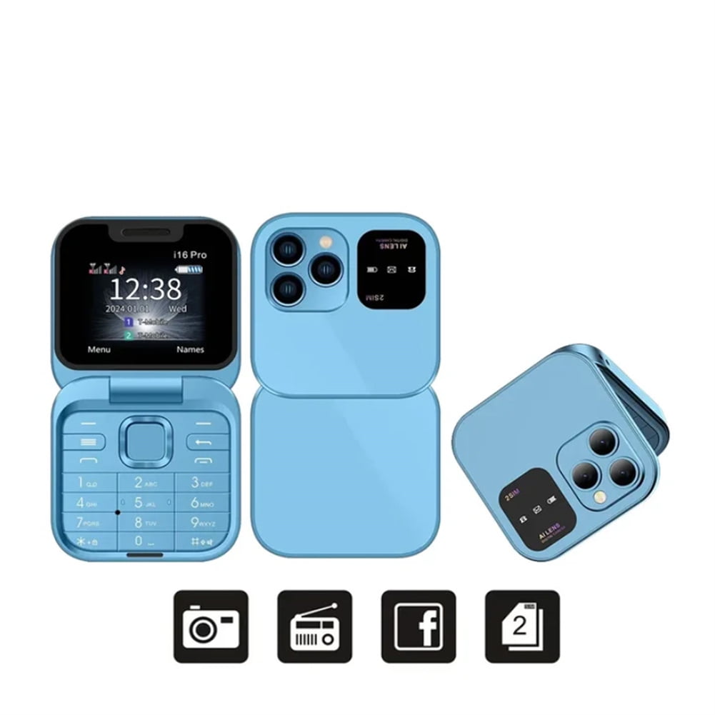 I16pro Small Foldable Mobile Phone Auto Call Record Speed Dial Dual SIM ...