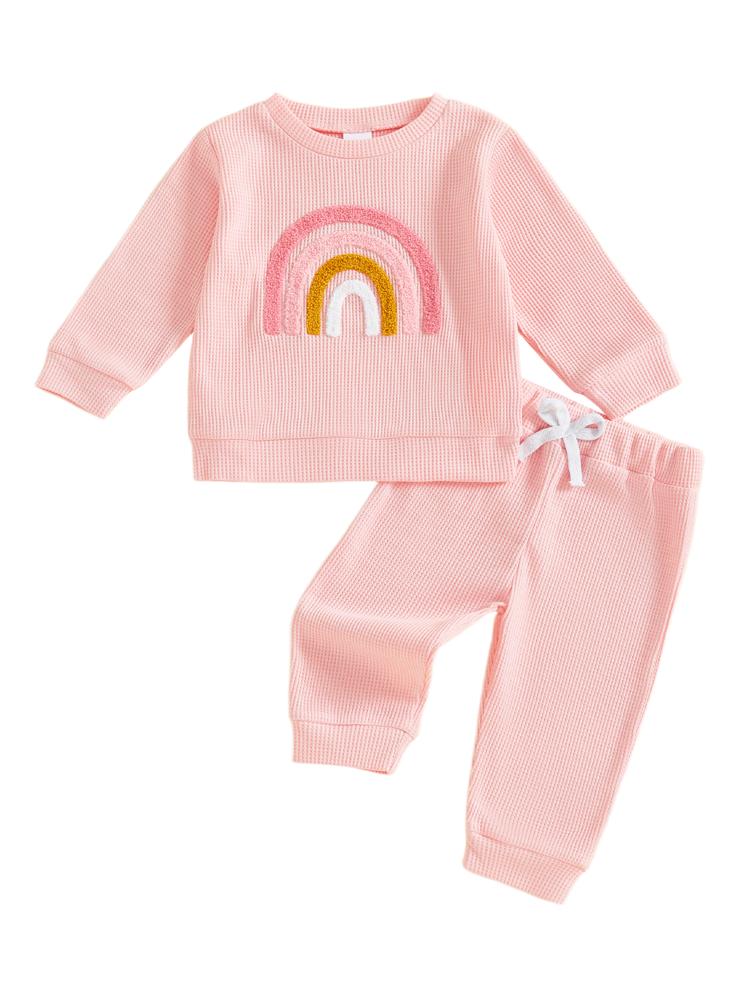 I3CKIZCE Toddler Baby Girls Fall Clothes Set Rainbow Embroidery Long ...