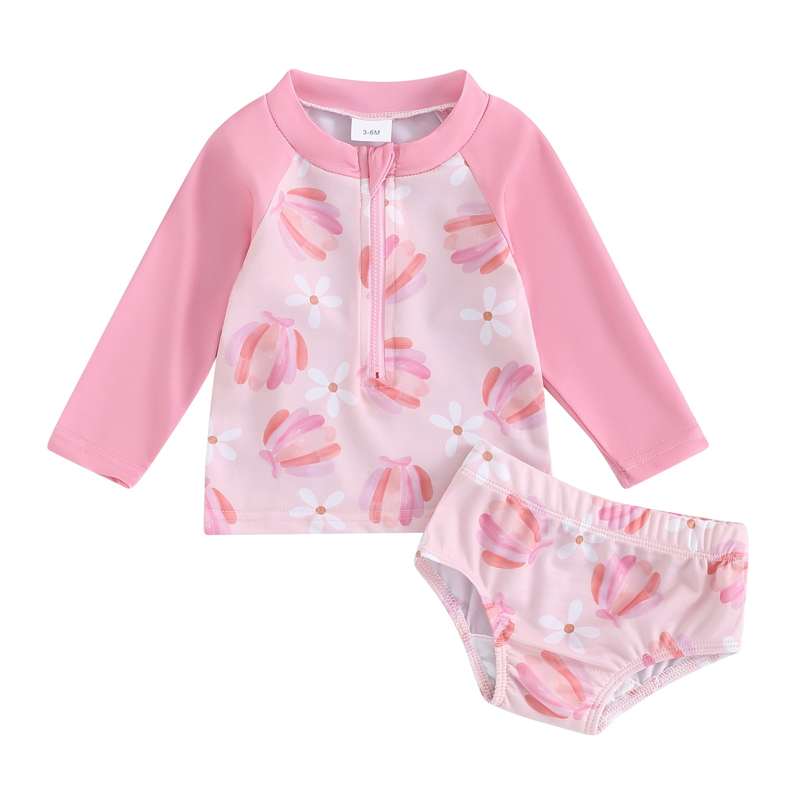 I3CKIZCE Toddler Girls Two Piece Swimsuits Long Sleeve Seashell/Bird ...