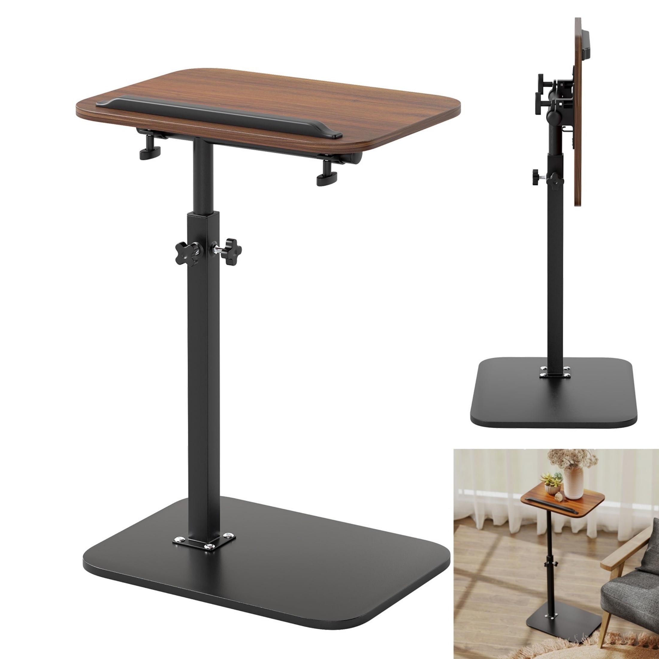 Qunbio 360° Swivel C Shaped End Table, 19.7" - 33.1" Adjustable Height ...