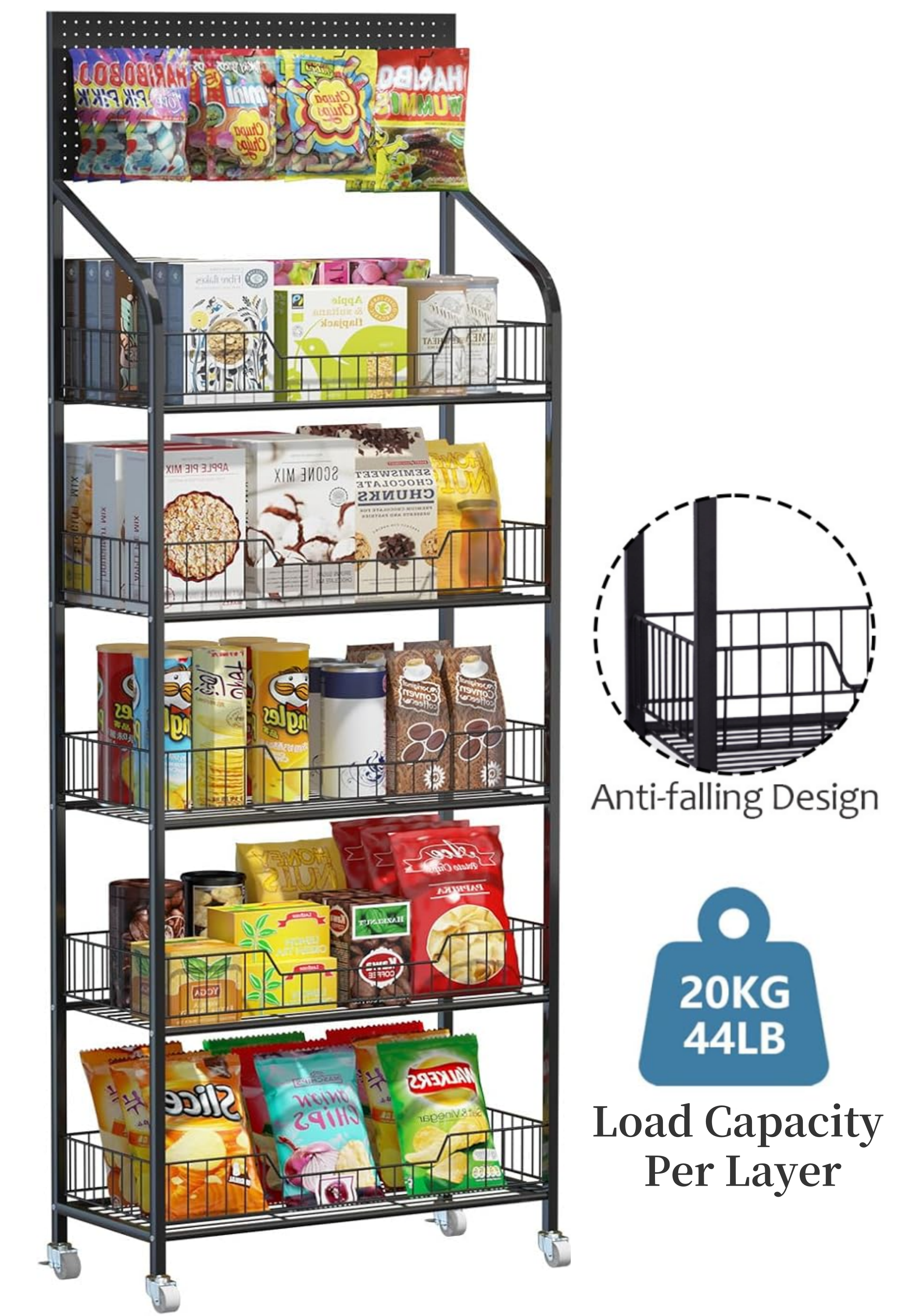 IAJXWI 5-Tier Retail Display Rack, Snack Display Rack for Versatile ...