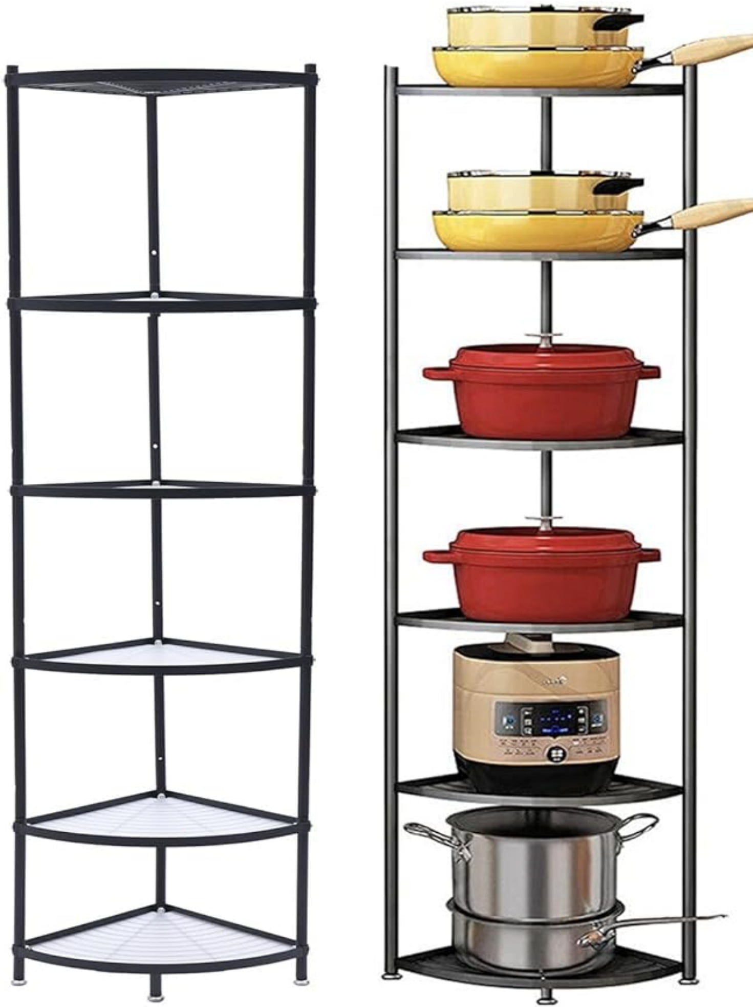 IAJXWI 6 Tier Corner Pot Rack, Kitchen Corner Shelf Cookware Stand, for ...