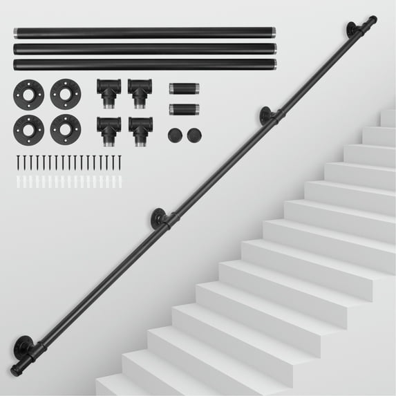 IAJXWI 8.2 ft Wall Iron Handrail for Indoor Steps, Wall-mounted Stair ...