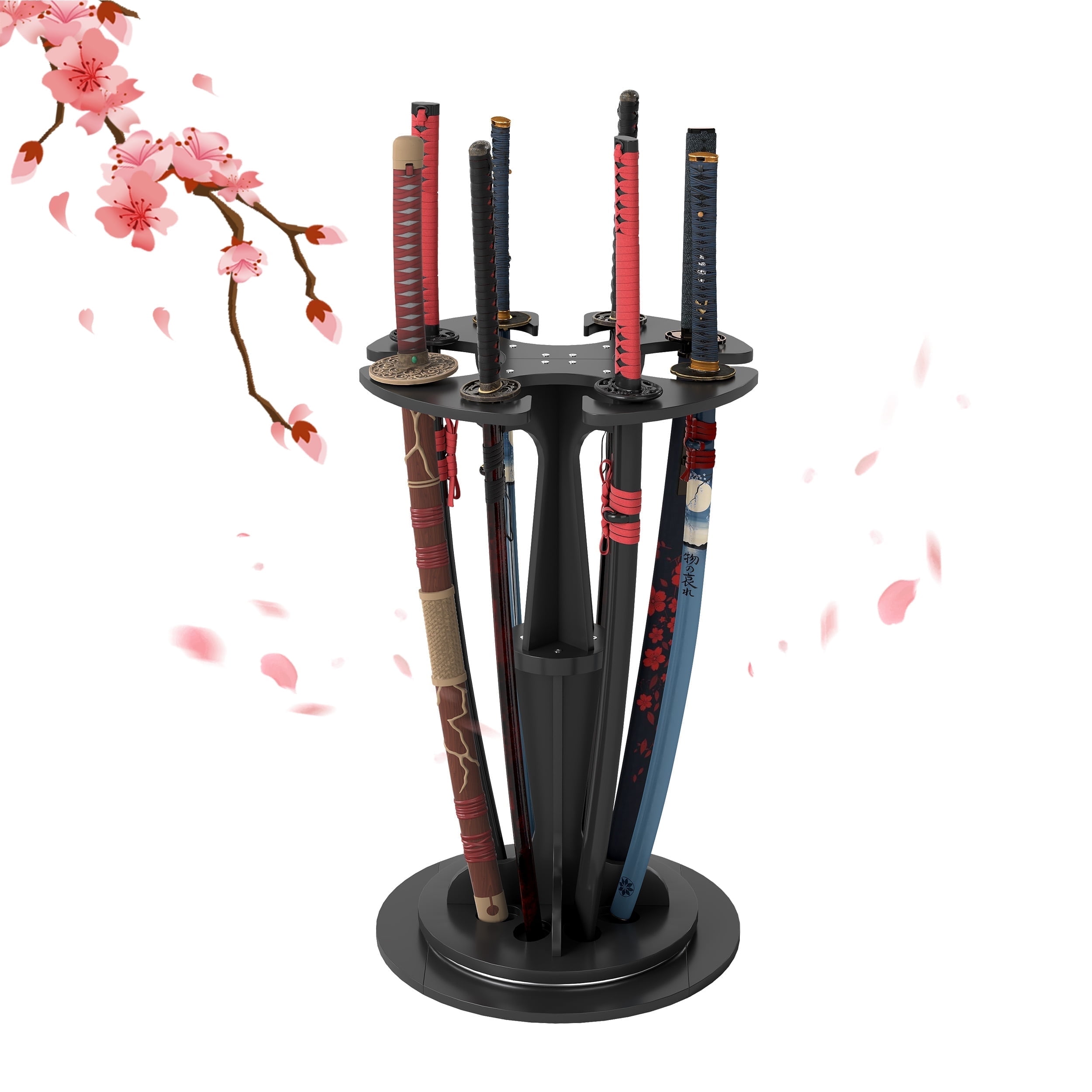 IAJXWI 8 Slots Sword Stand Floor, Rotating Vertical Sword Display Stand ...