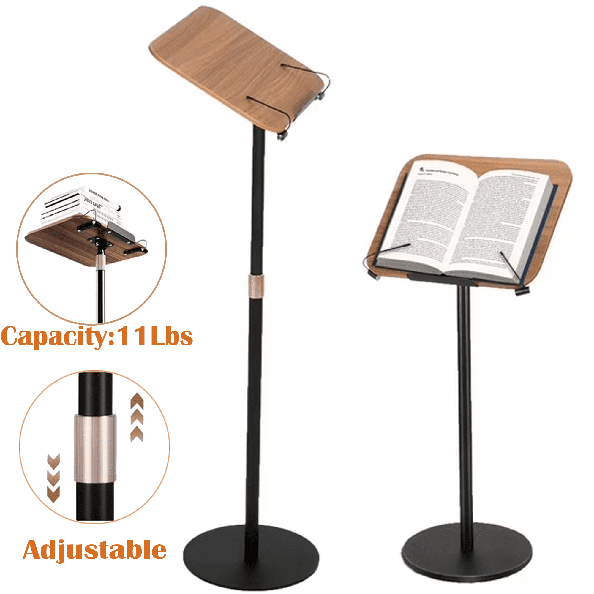 IAJXWI Floor Book Stand for Reading, Adjustable Height Wooden Reading ...