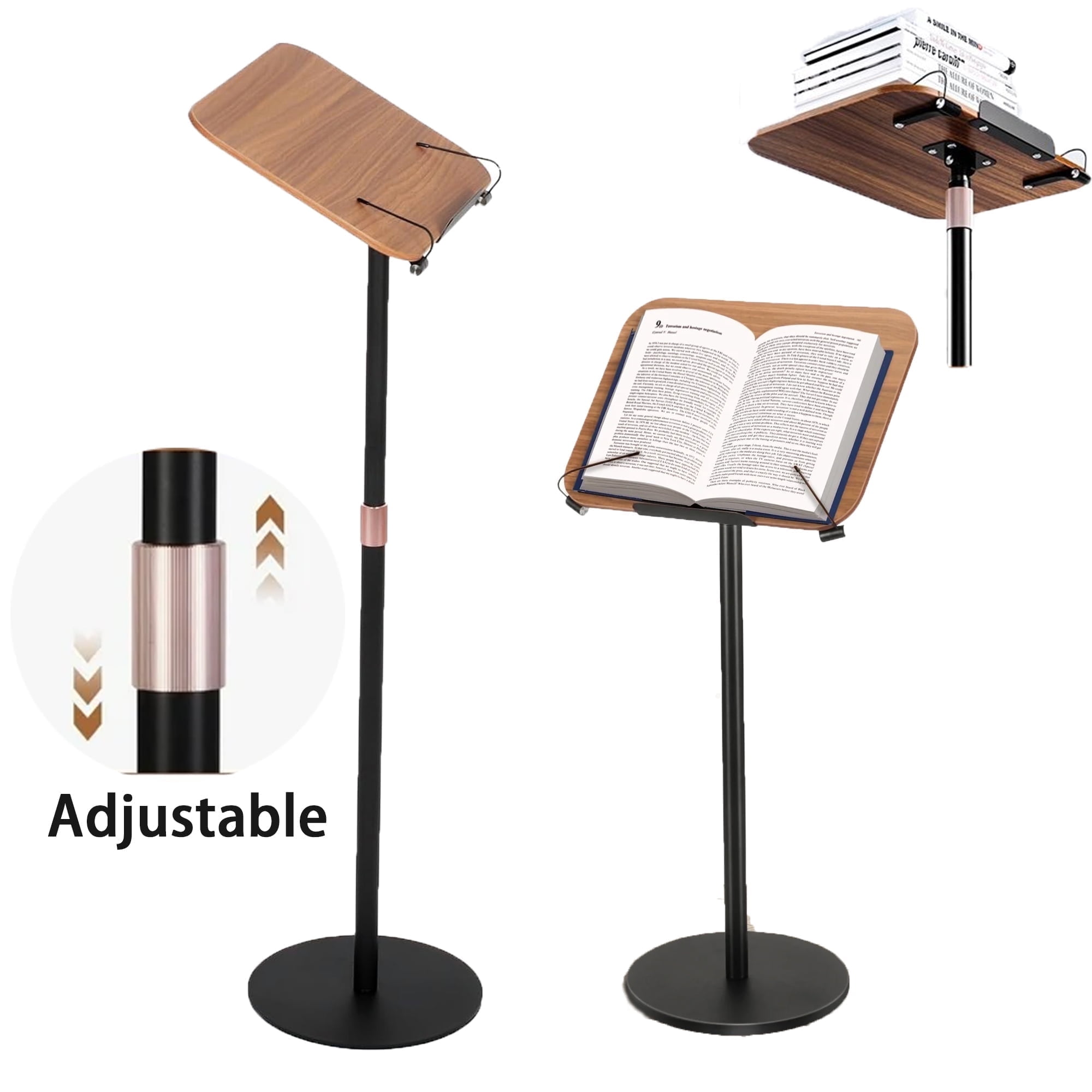 IAJXWI Floor Book Stand for Reading, Adjustable Height Wooden Reading ...