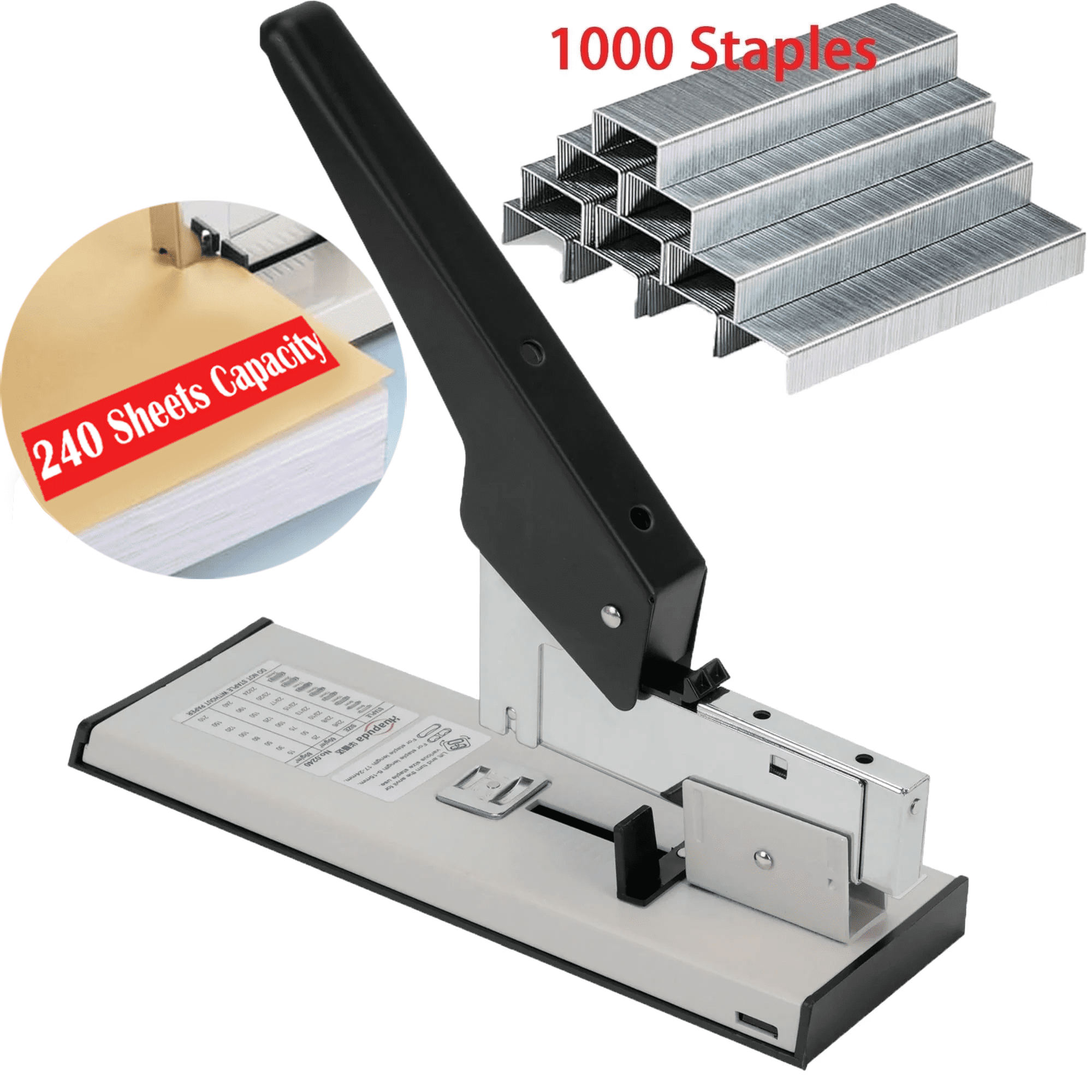 IAJXWI Heavy Duty Stapler, 240 Sheets High Capacity Office Stapler ...