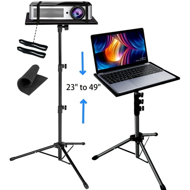 IAJXWI Projector Stand with FoldingTray, Laptop Tripod Stand Adjustable ...