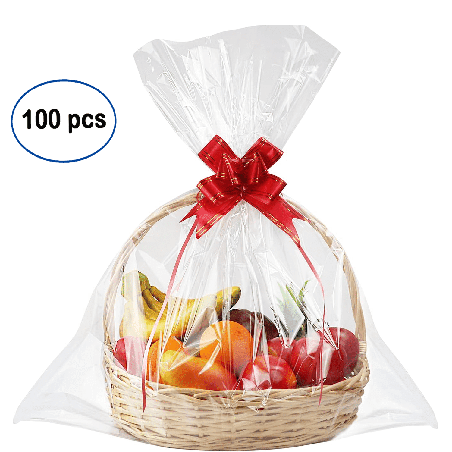 "IAJXWI 100Pcs Large Clear Plastic Basket Wrappers, Shrink Wrap Bags ...