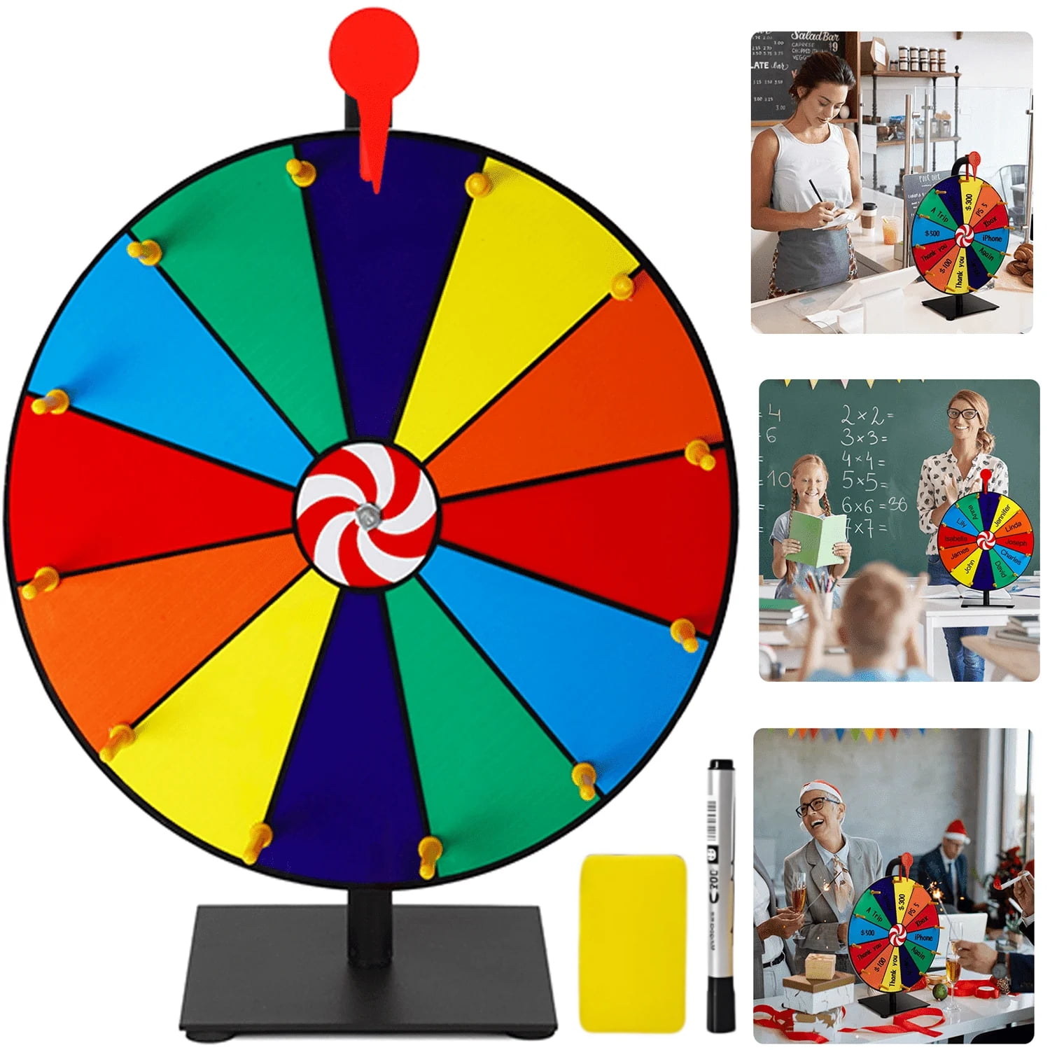 IAJXWI Spinning Wheel 12 Slots Tabletop Spinner with Metal & PVC, 12 ...