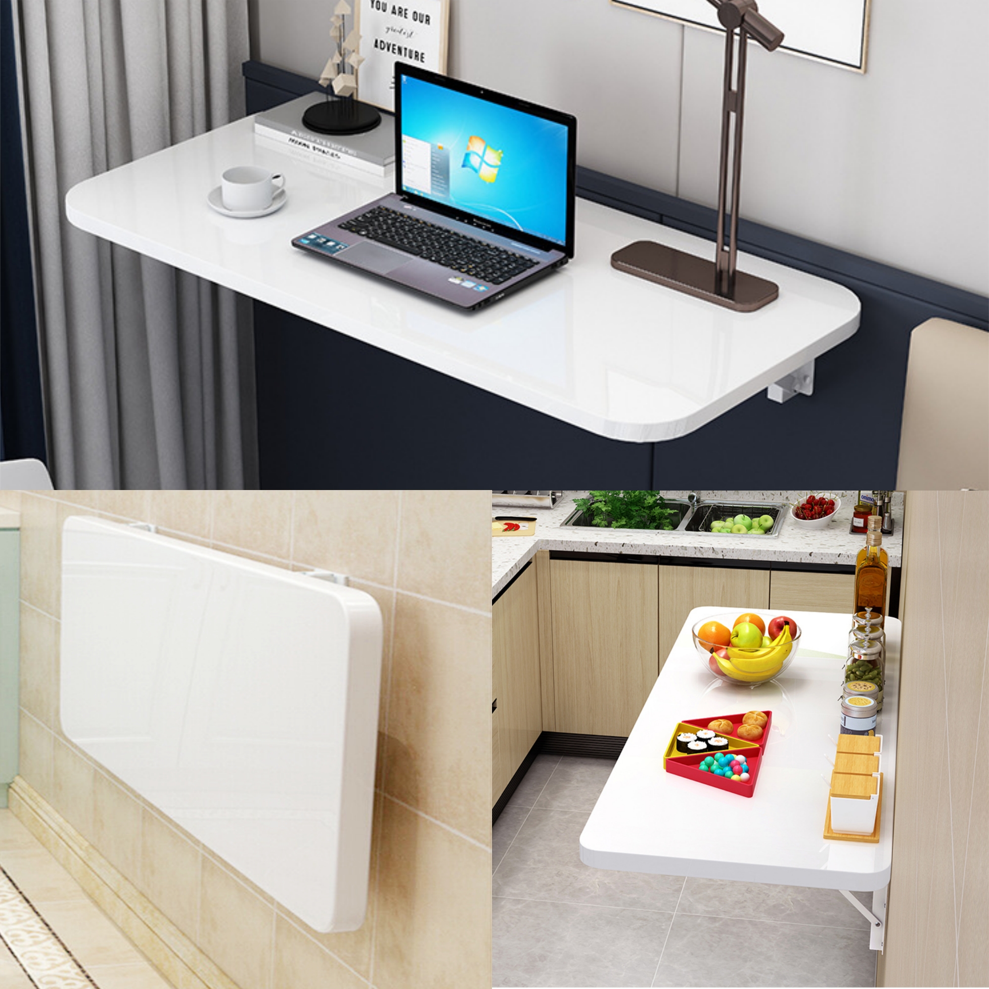 MCC Wall Mounted Floating Desk Folding Table for Small Spaces Kitchen ...