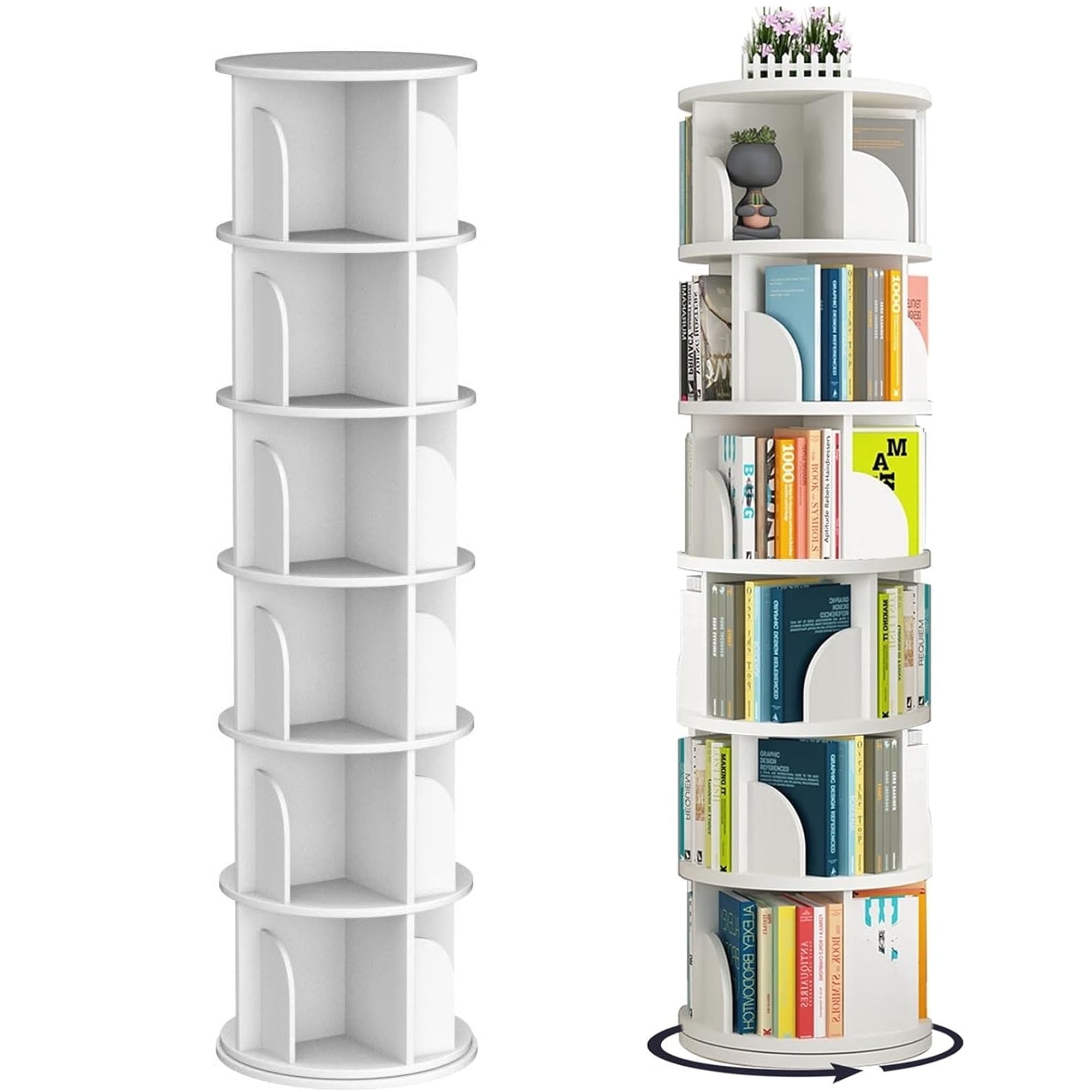IAJXWI Spinning Wooden Book Stand, Eco-friendly 360° Rotating Bookshelf ...
