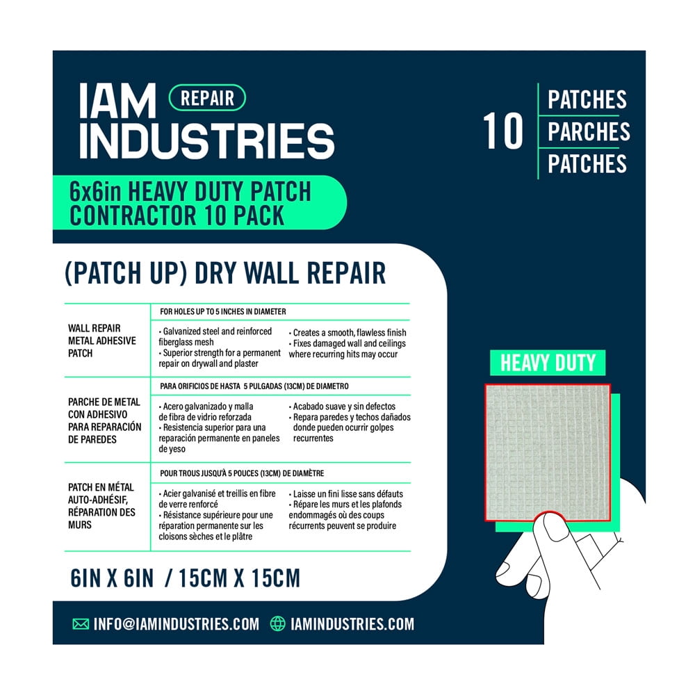 IAM Industries 10 Pieces, 6 Inch Dry Wall Hole Repair Patches, Heavy ...