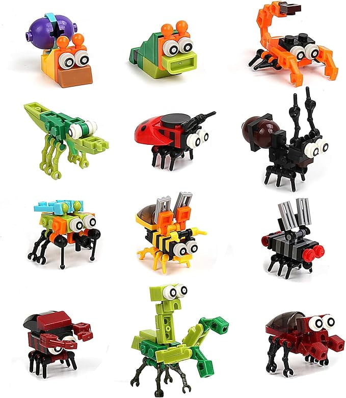 IAMGlobal 12 Mini Animal Building Blocks Toy Set, Animals Figures Stem ...