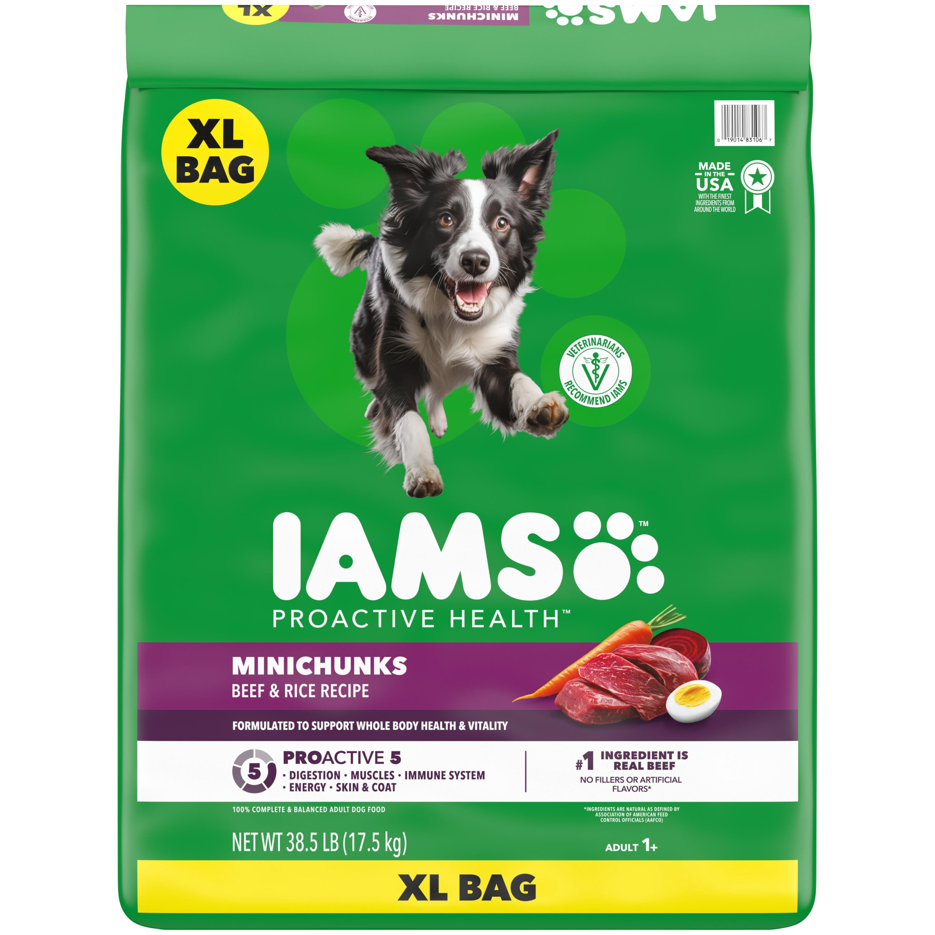IAMS Proactive Health Adult Minichunks Beef & Rice Recipe Dry Dog Food ...