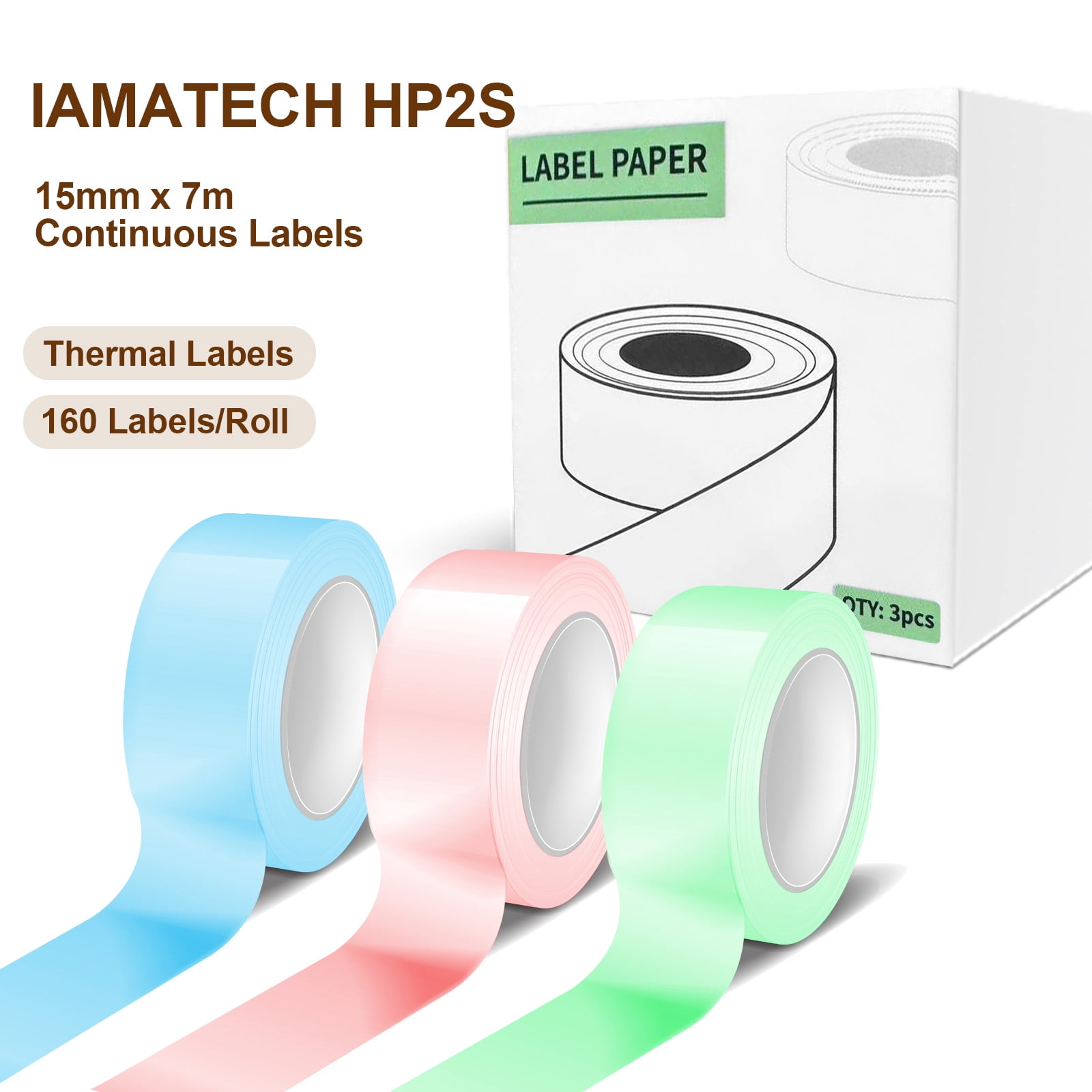 IAMSTECH Label Maker Tape D30 Q31 Q32 Q30S Q30, Blue Green Pink set ...