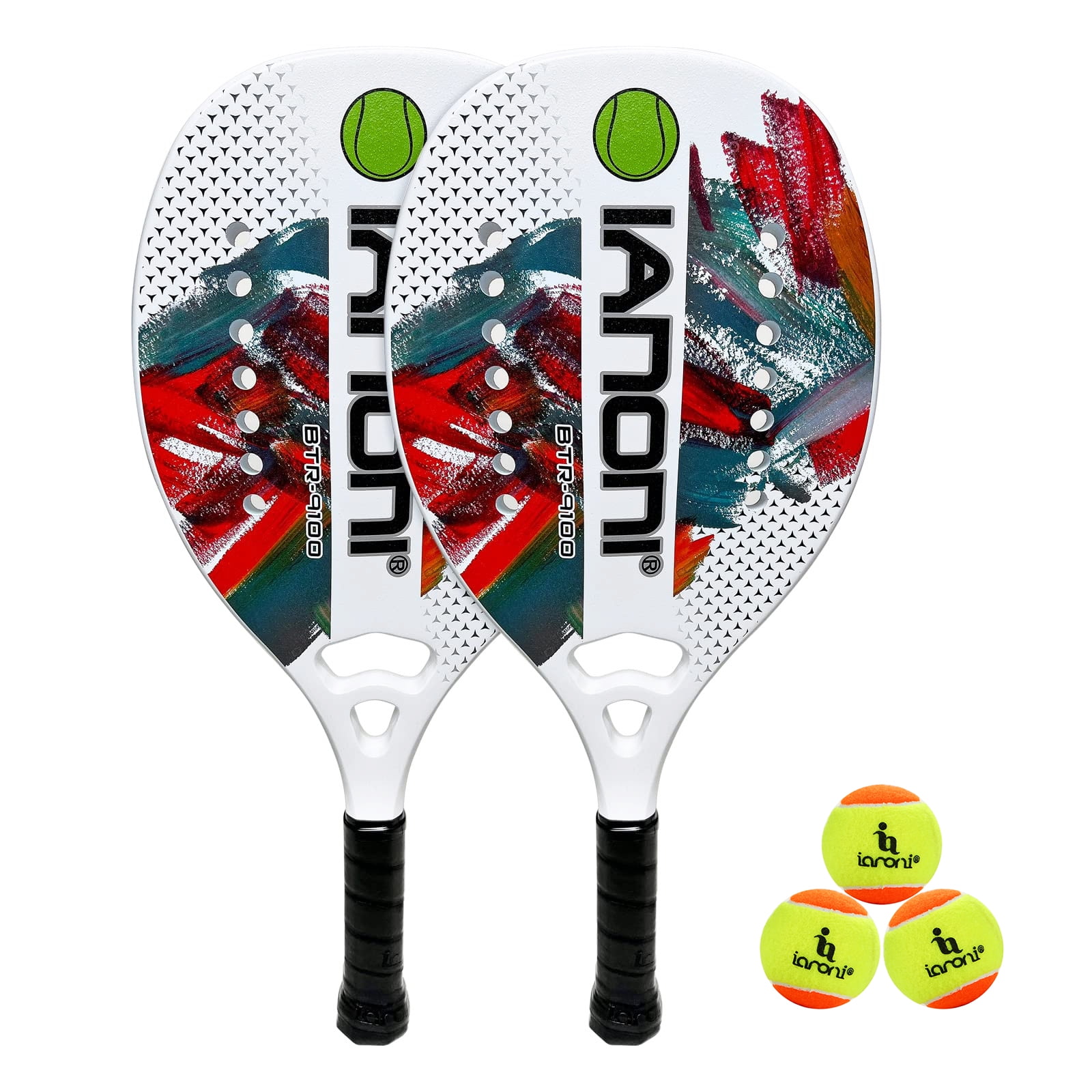 IANONI Lightweight Beach Tennis Racket, Carbon Fiber Surface, EVA ...